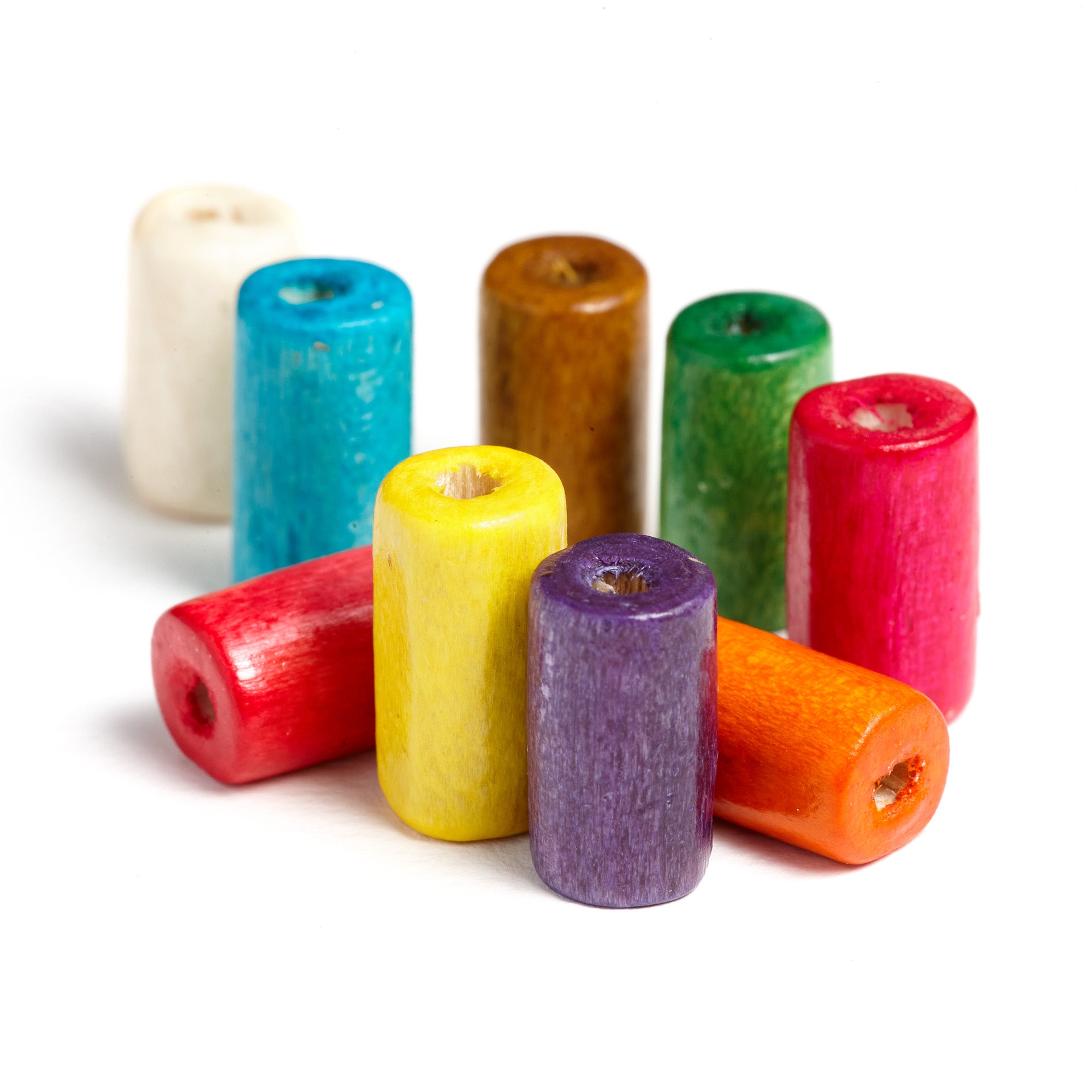 1,000 Multicolor Cylinder Wood Beads 12mm x 6mm with 2mm Hole — Craft ...
